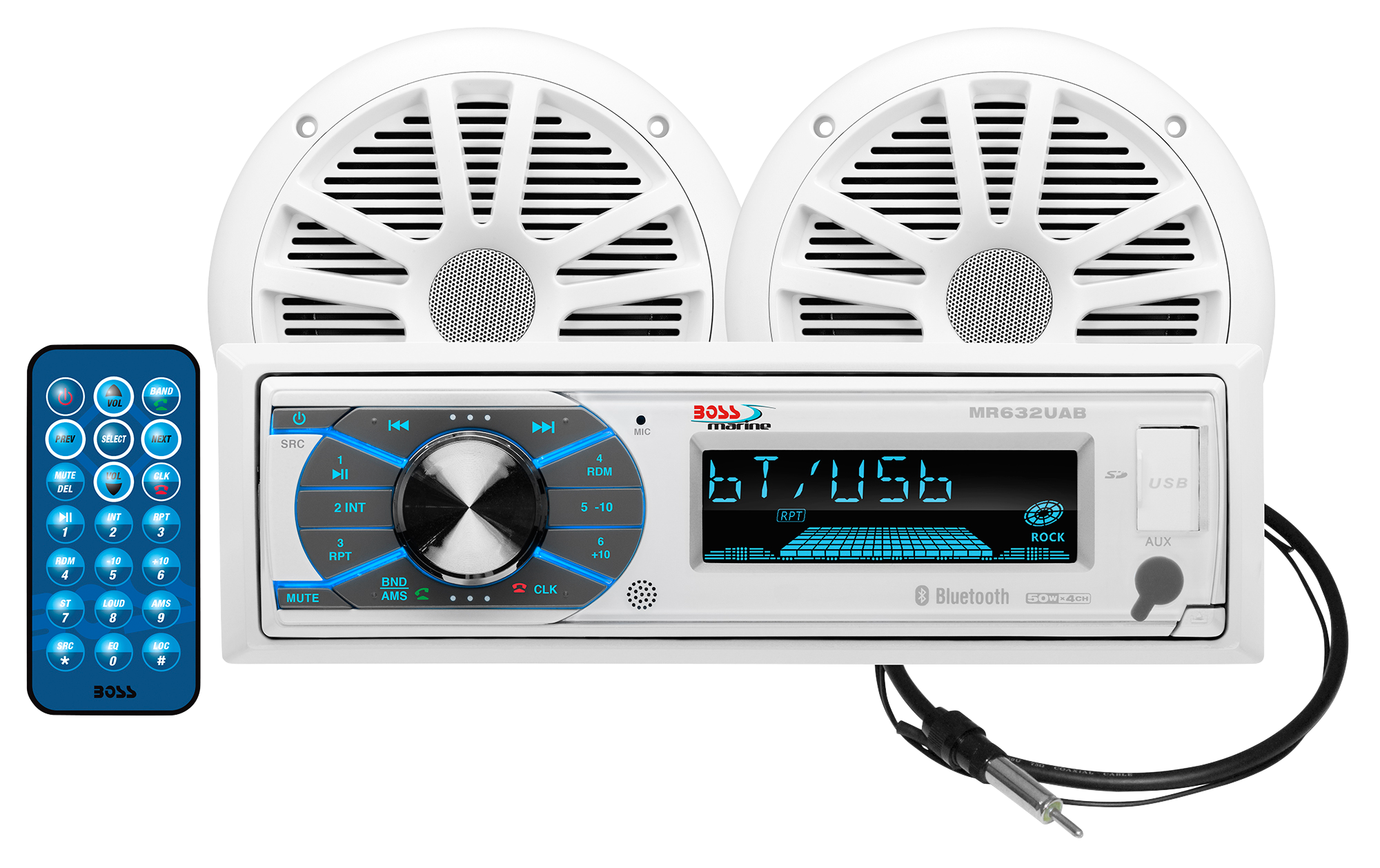 Boss Audio Systems MR632UAB AM/FM Marine Receiver with Bluetooth and 2 ...